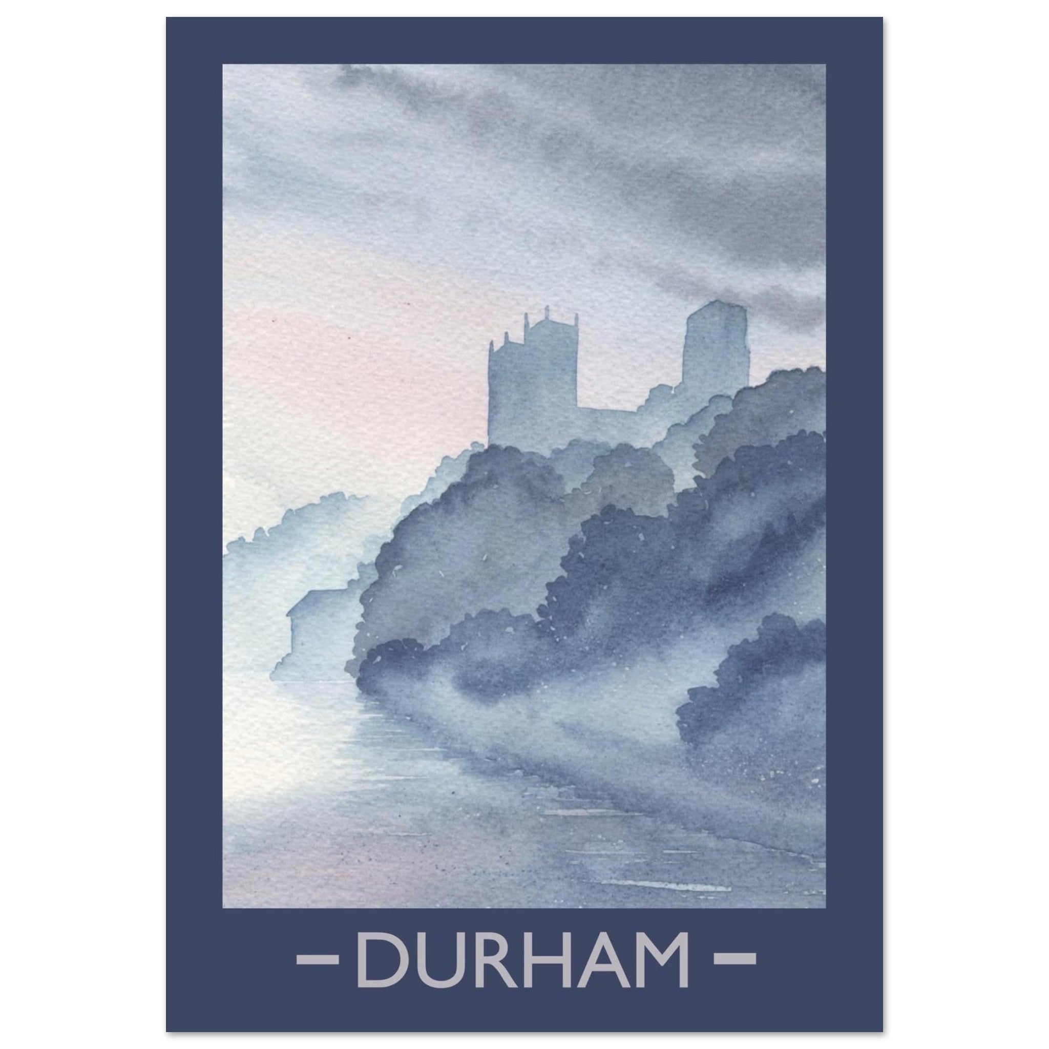 Durham in Blue - Travel art poster – Great British Travel Posters